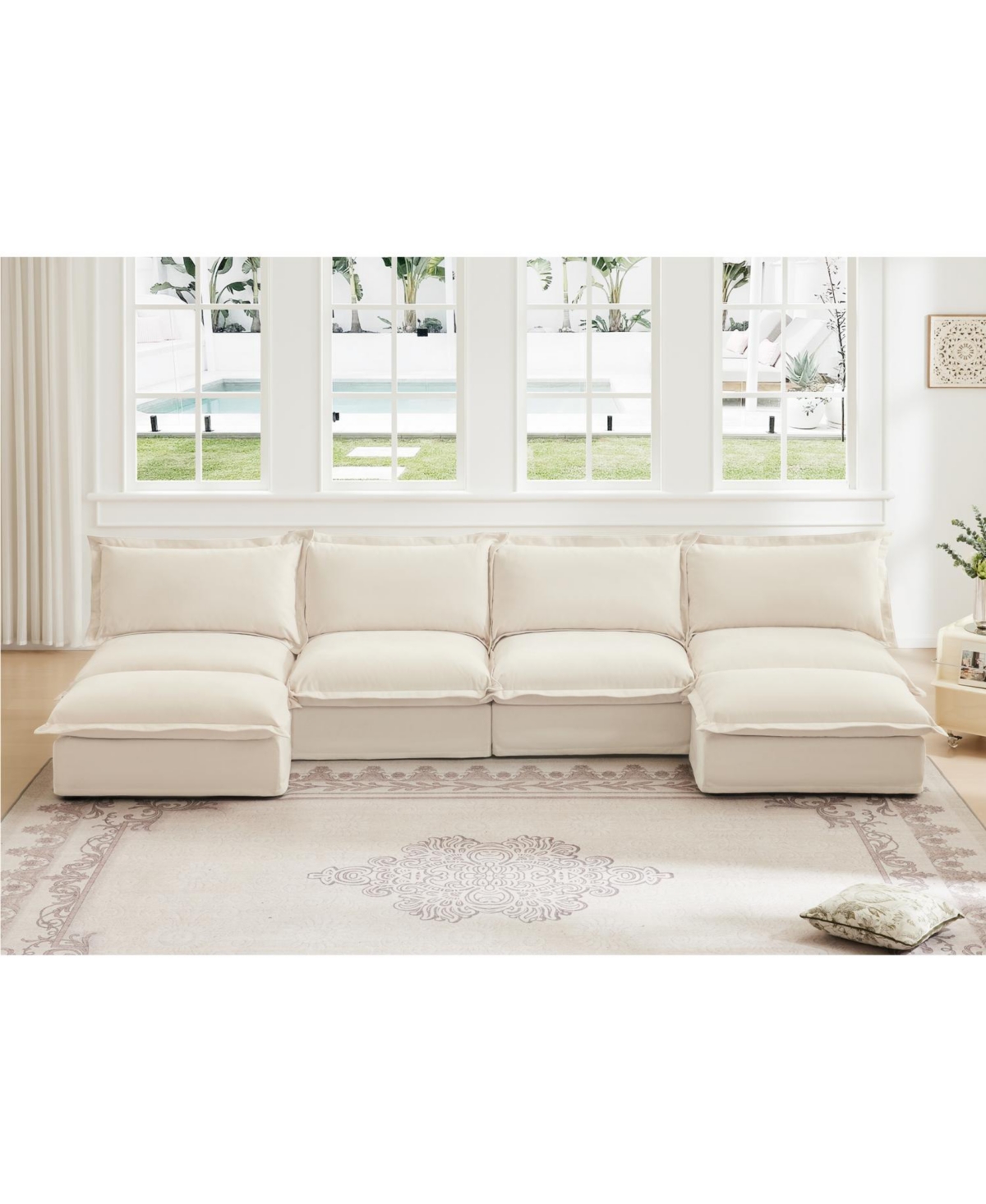 Click here for U Shape Sectional Sofa  Armless with Ottoman and F... prices