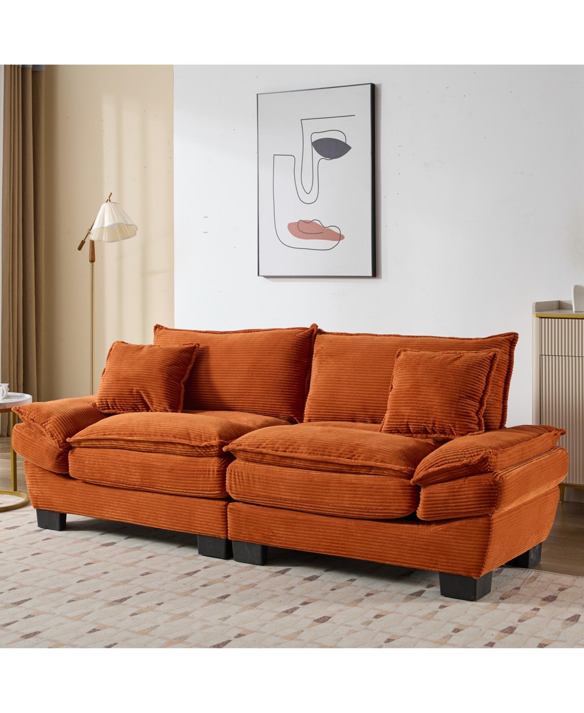 Click here for Streamdale Comfy Corduroy Sleeper Sofa with Pillow... prices