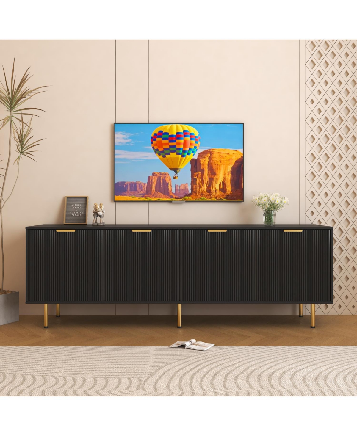 Click here for Streamdale Modern warm Black Tv cabinet for 80 inc... prices