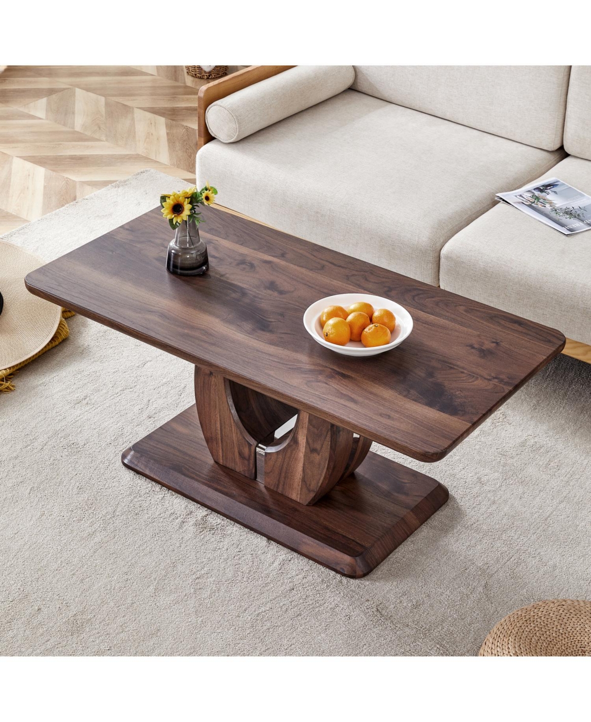 Click here for Streamdale Modern Minimalist Walnut Coffee Table w... prices