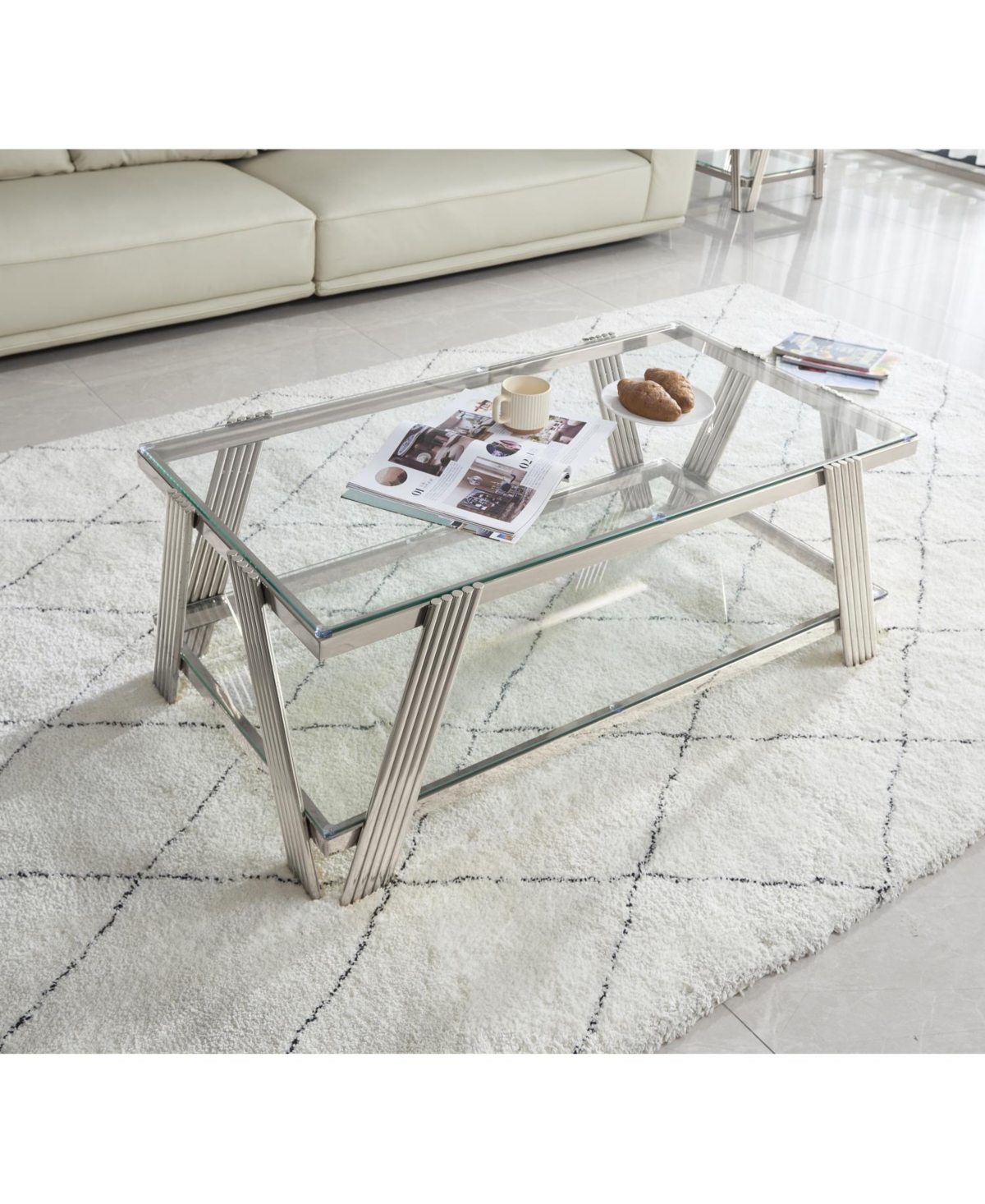 Click here for Streamdale 47" Stainless Steel Coffee Table w... prices