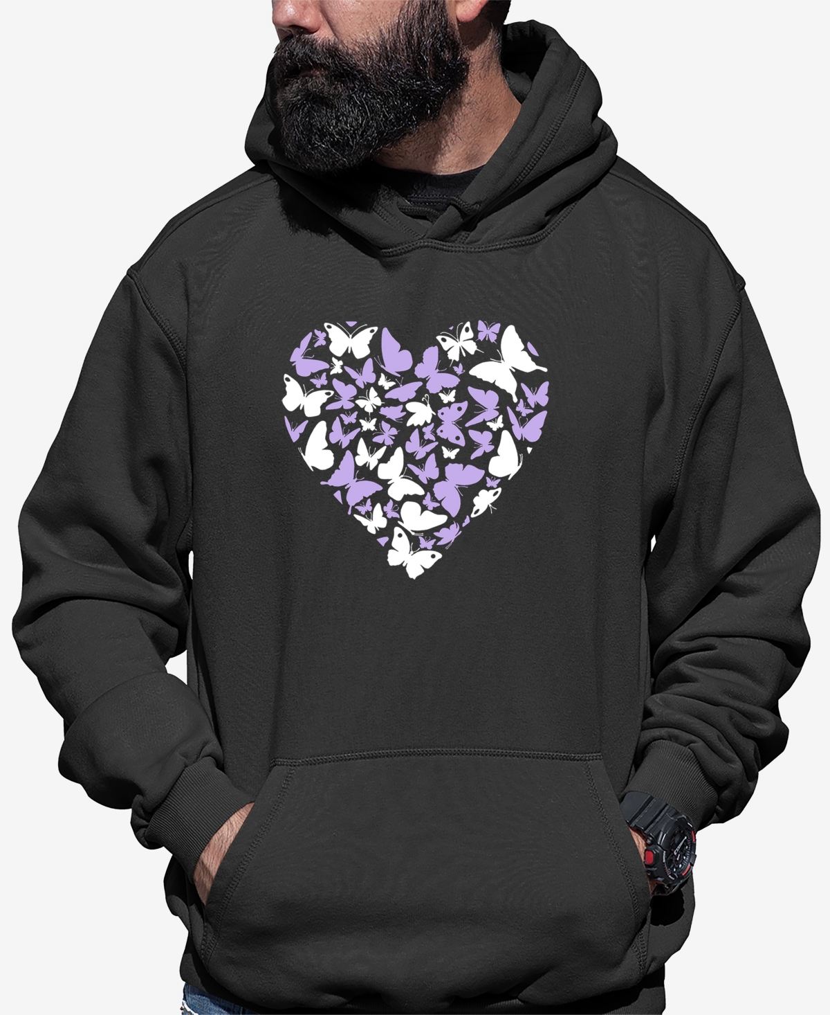 Click here for La Pop Art Mens Butterfly Heart Word Art Hooded Sw... prices
