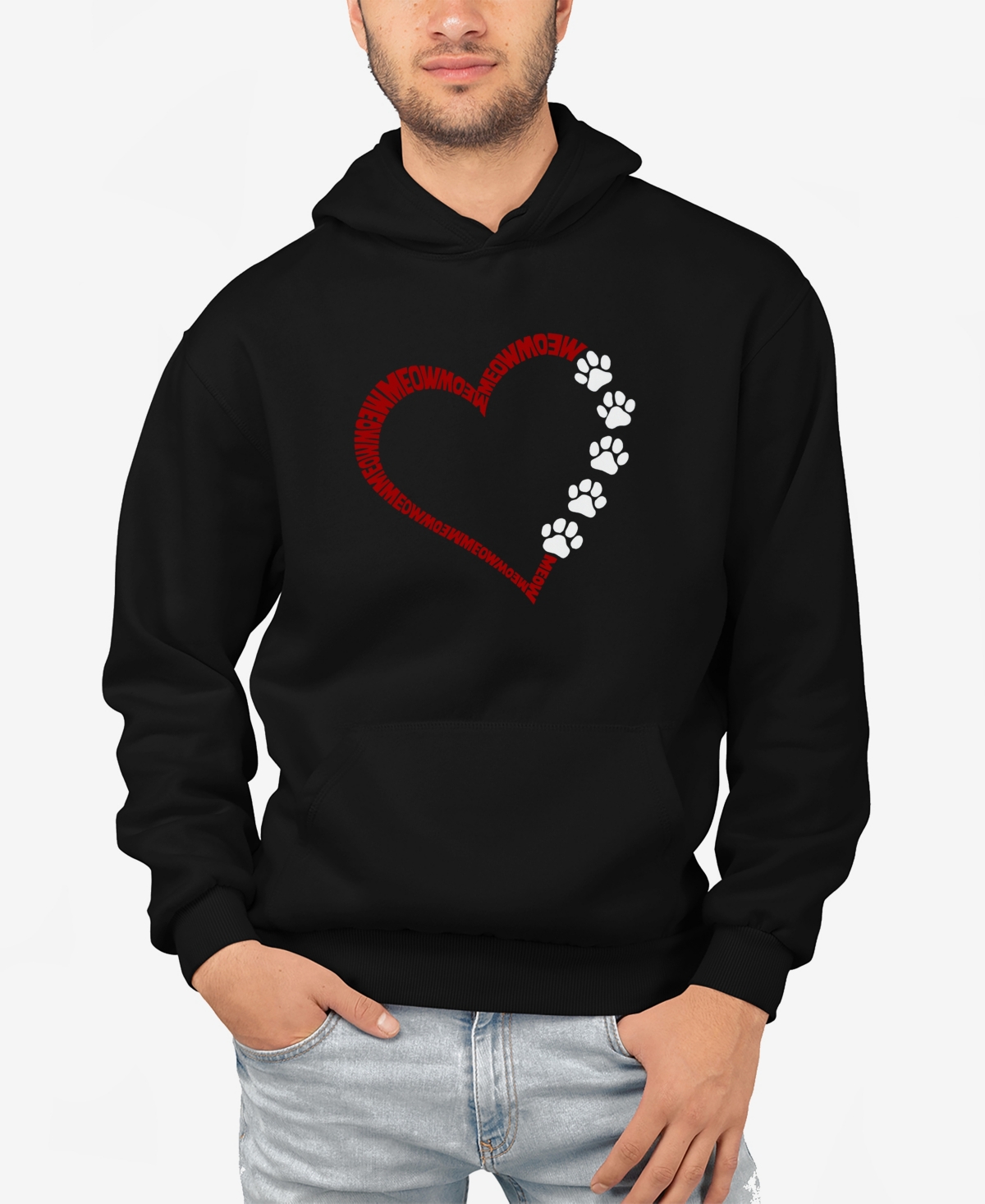 Click here for La Pop Art Mens Meow Heart Word Art Hooded Sweatsh... prices
