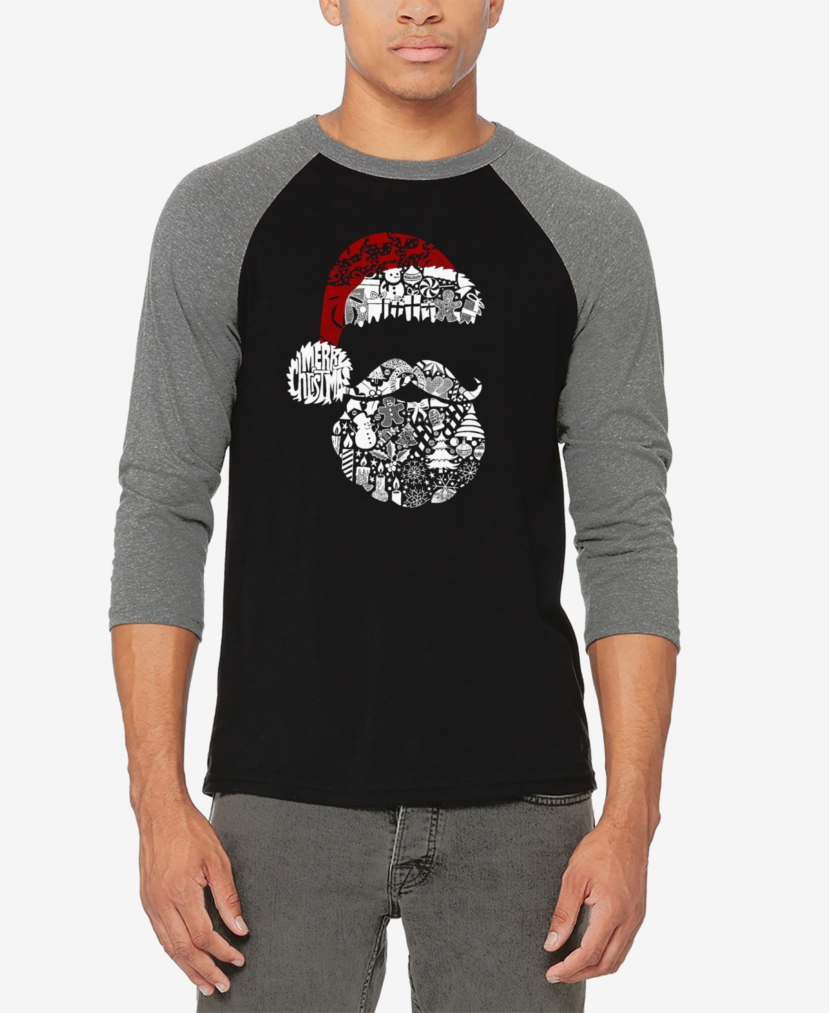 Click here for La Pop Art Mens Santa Pics Raglan Baseball Word Ar... prices