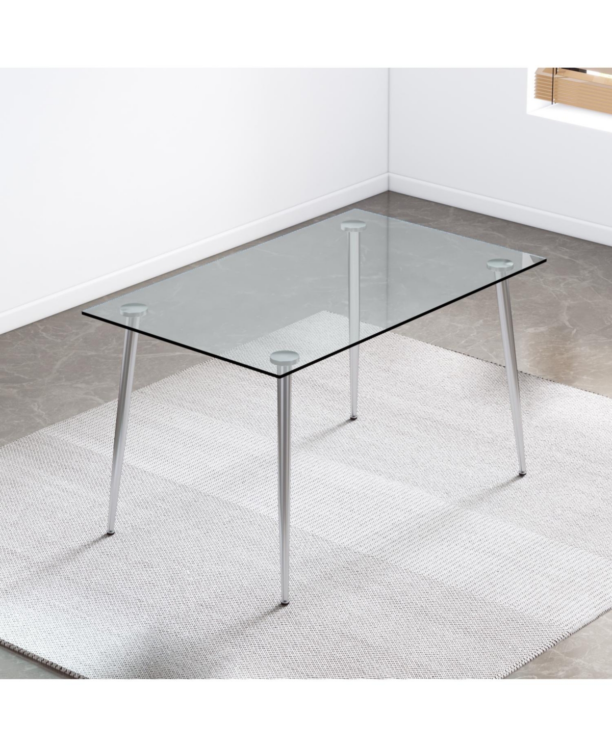 Click here for Glass Dining Table  Modern Rectangular  Silver Leg... prices