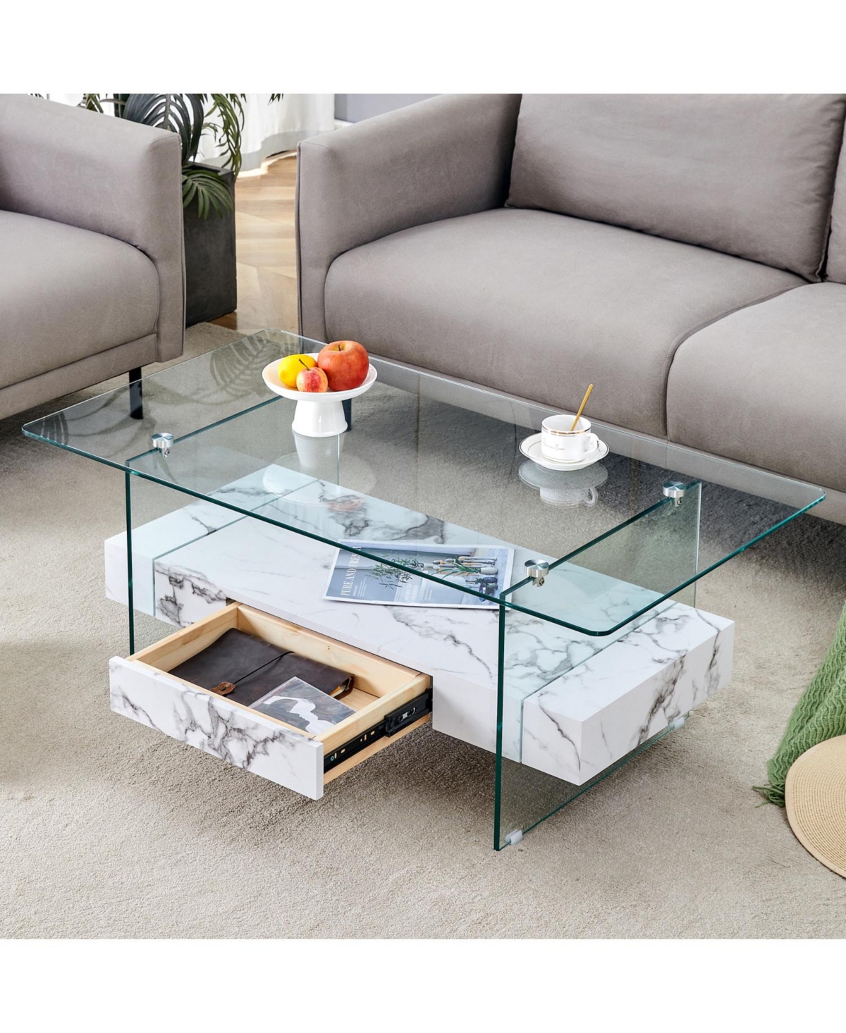 Click here for Streamdale 43" Modern Two-Tier Coffee Table C... prices