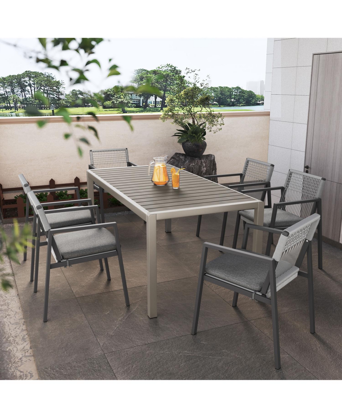 Click here for Streamdale Aluminum Outdoor Dining Set for 6 with... prices