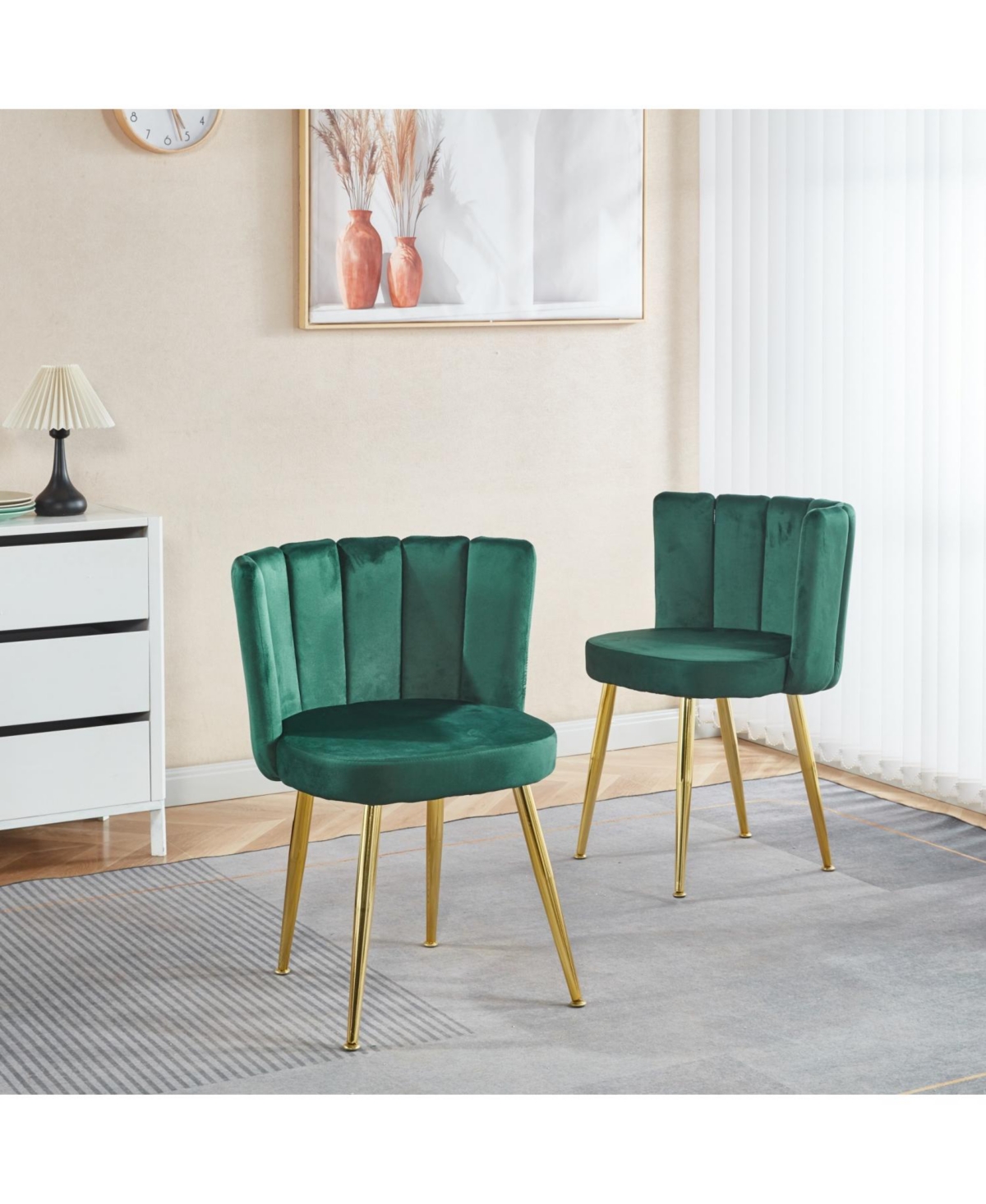 Click here for Streamdale Green Velvet Dining Chair (Set of 2) wi... prices