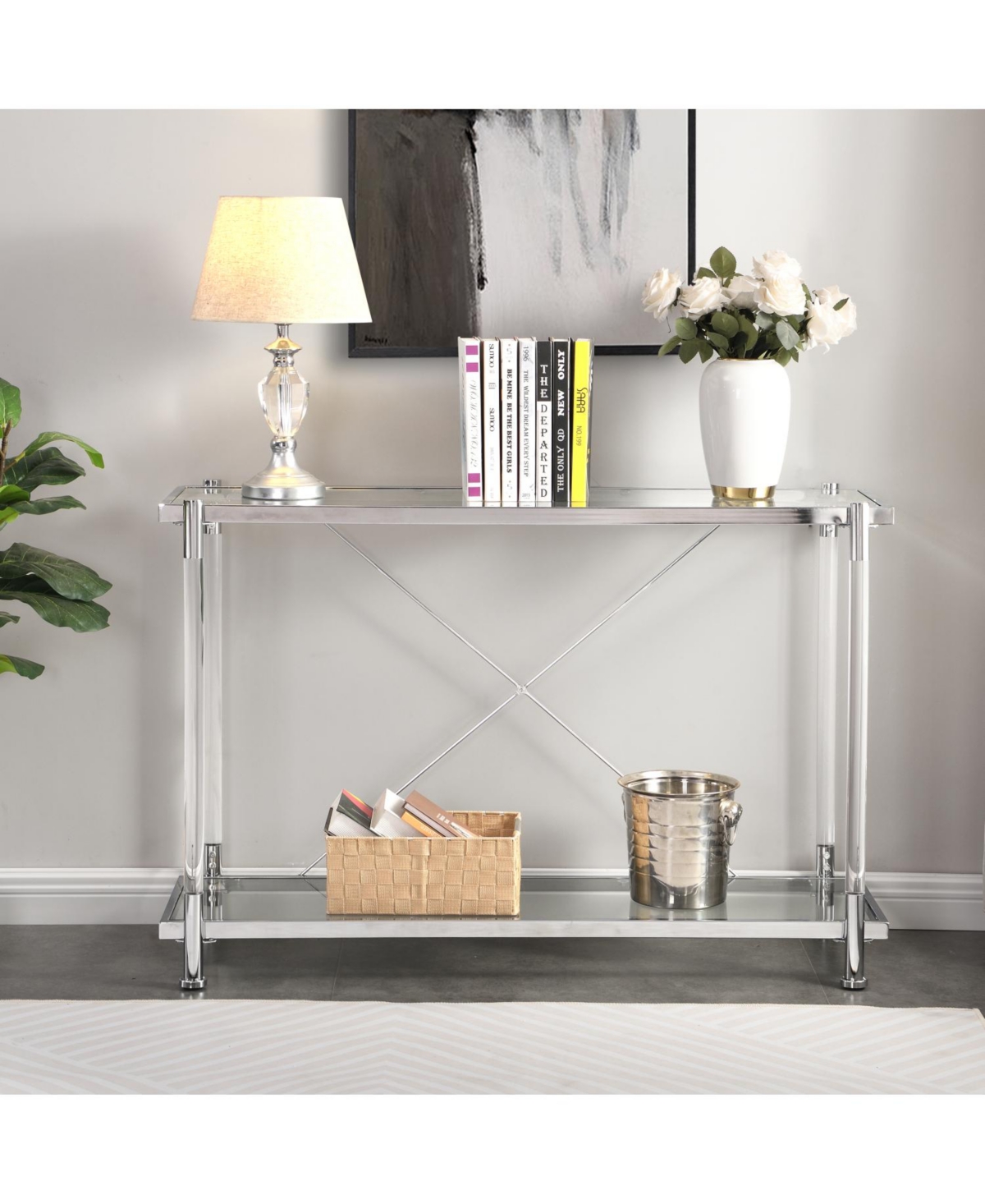 Click here for Streamdale Chrome & Acrylic Glass Sofa Table with... prices