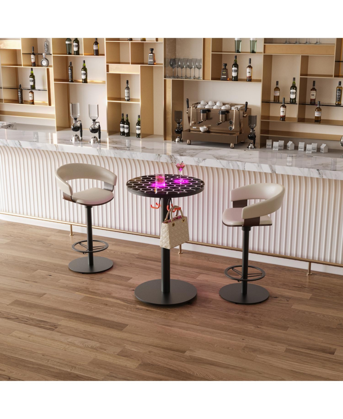 Click here for Streamdale Bar Table  Round Cocktail Table with Li... prices