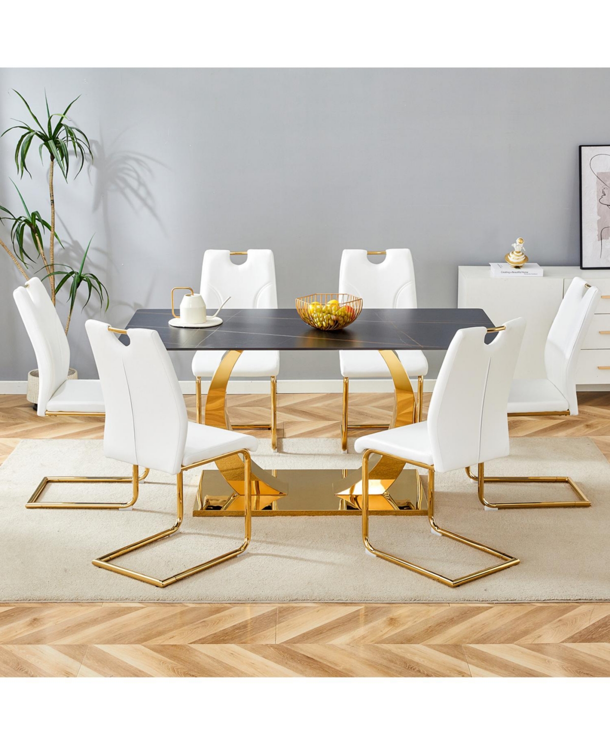 Click here for Streamdale 63" Sintered Stone Dining Set Blac... prices