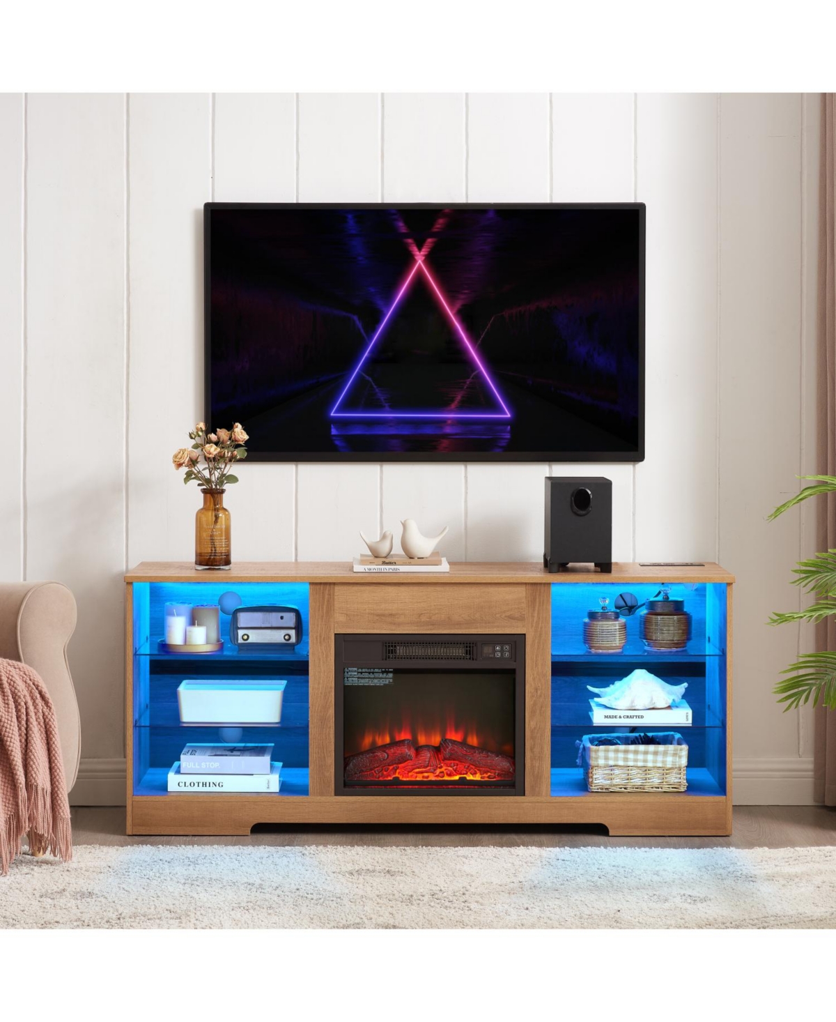 Click here for Streamdale Electric Fireplace Tv Stand with Glass... prices