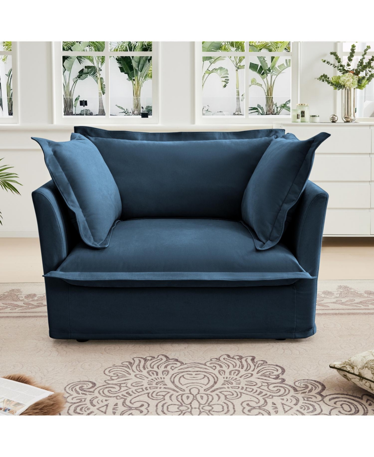 Click here for Streamdale Cozy Blue Chenille Armchair with Ample... prices