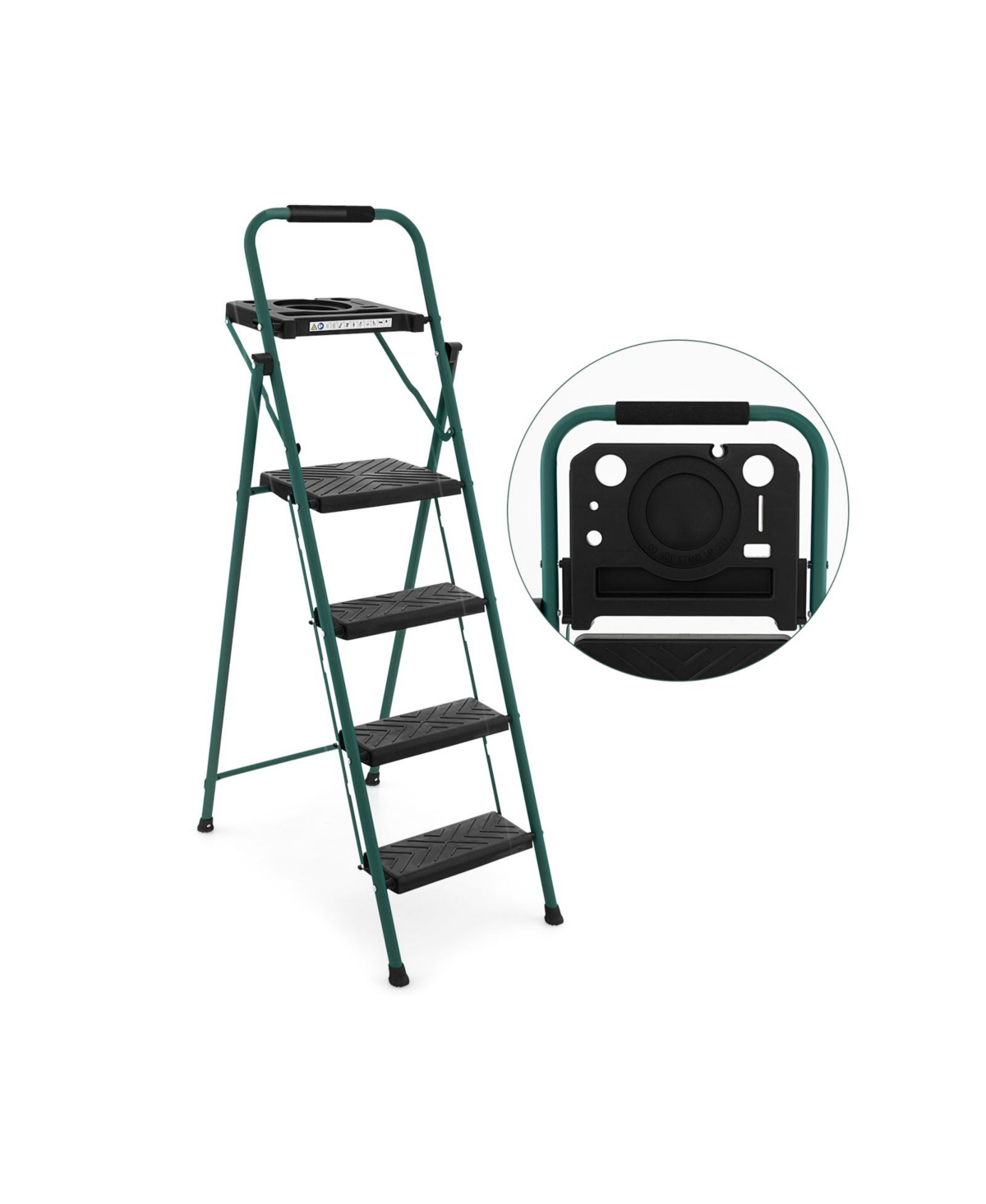 Click here for Folding 4-Step Ladder with Tool Tray Non-Slip Foot... prices