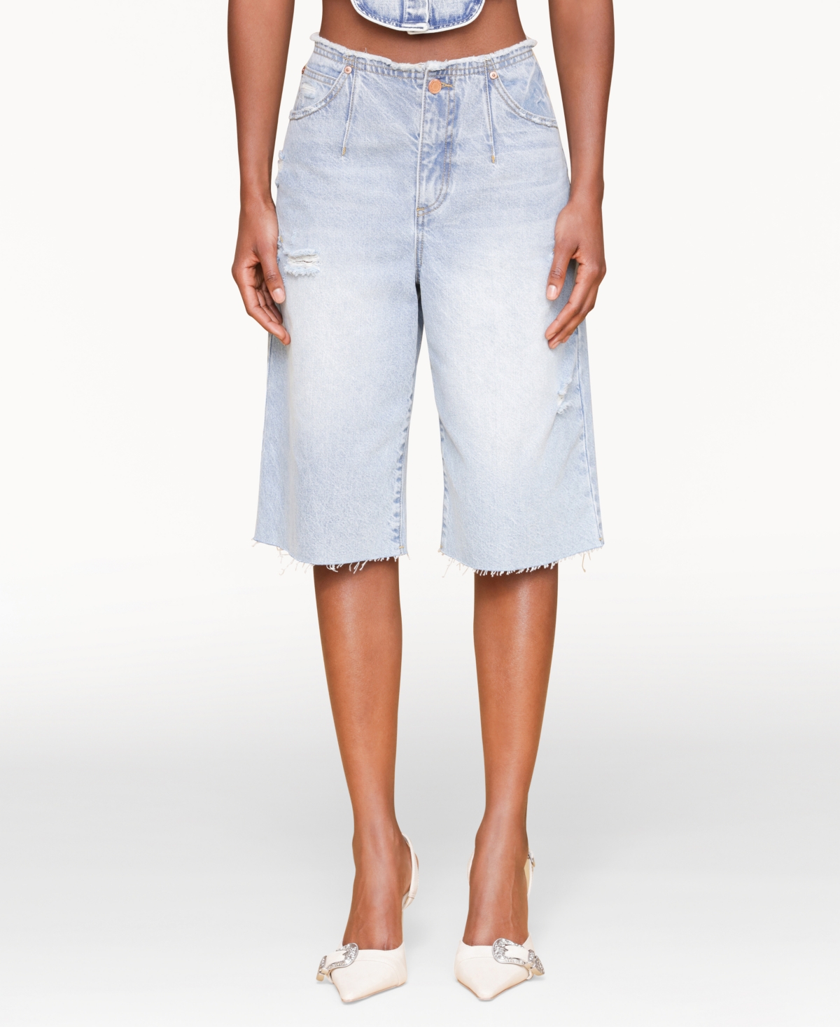 Click here for Avec Les Filles Womens Raw Waist Shorts - Voyageur... prices