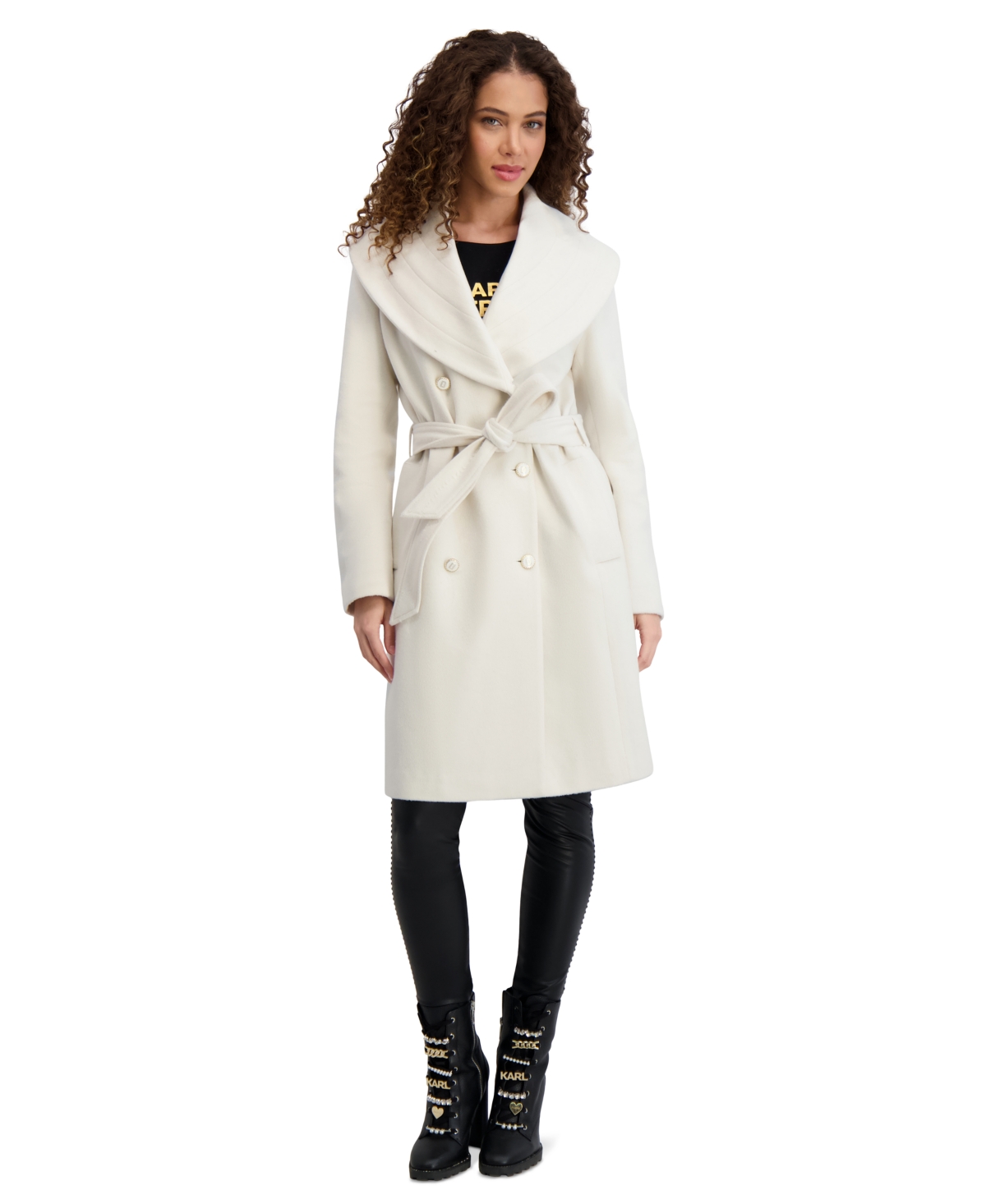 Click here for Karl Lagerfeld Paris Womens Double-Breasted Belted... prices