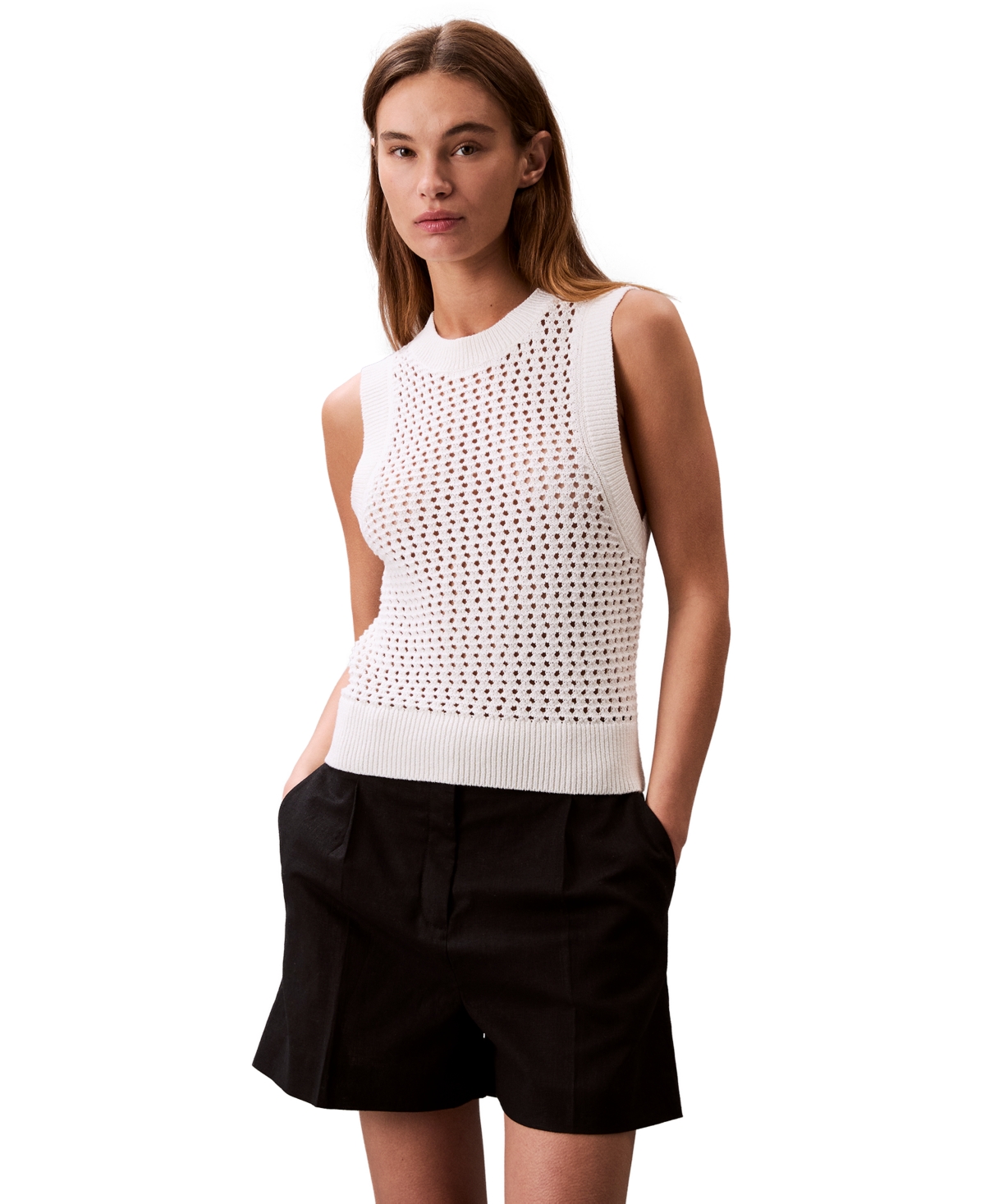 Click here for Calvin Klein Jeans Womens Cotton Open-Stitch Tank... prices