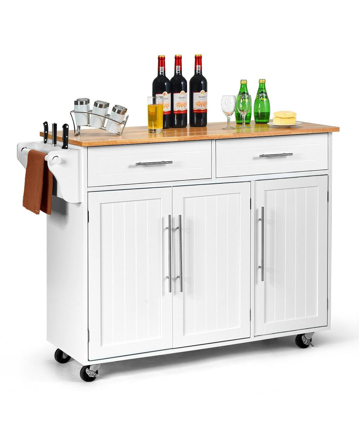 Click here for Kitchen Island Cart with Knife Block and Lockable... prices