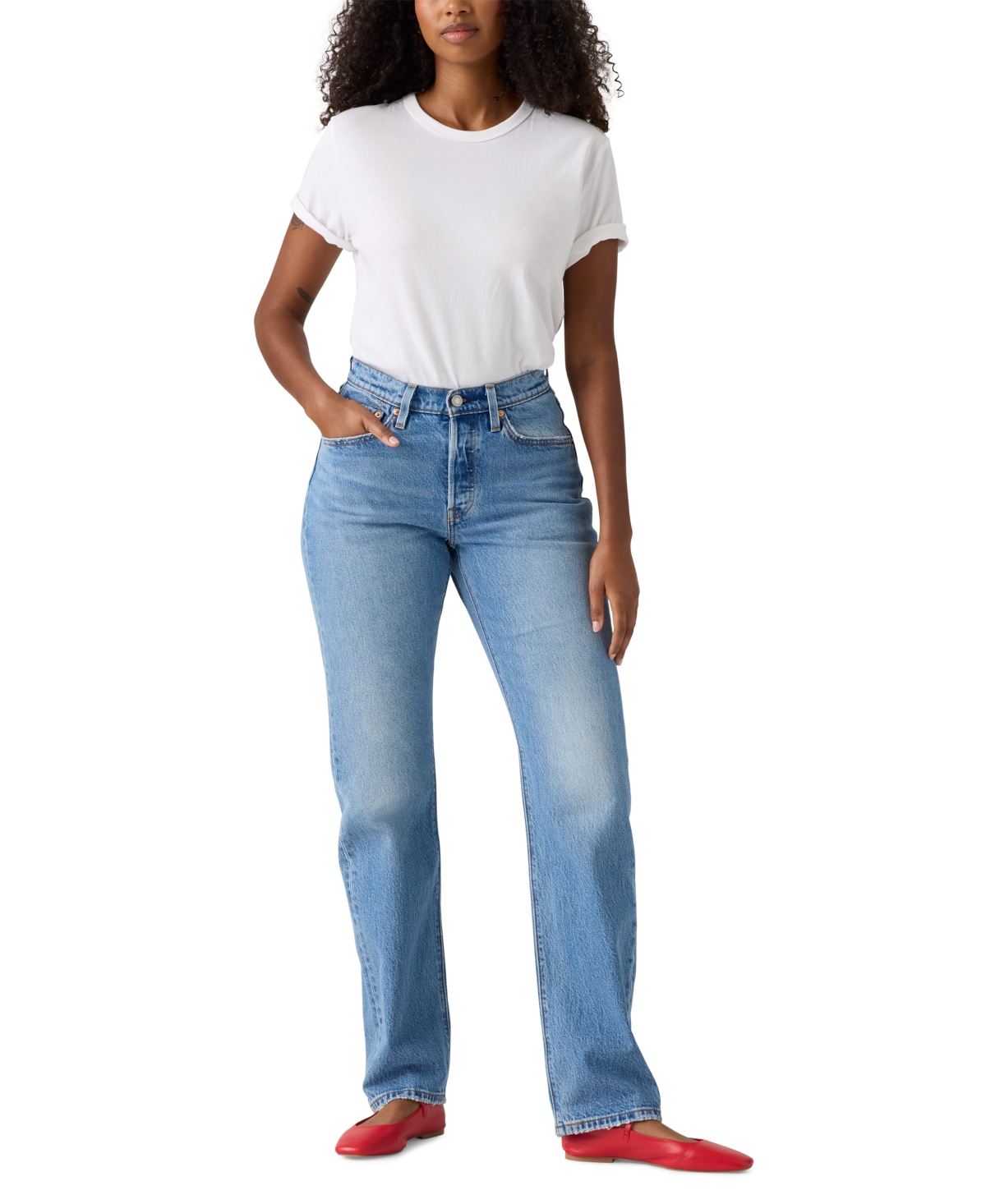 Levis Womens 501 Curve High-Rise Straight-Leg Jeans - Play On Ref