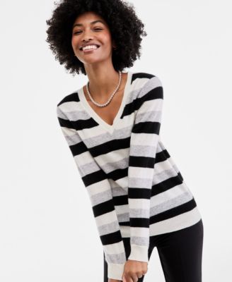 Click here for Charter Club Womens 100 Cashmere Striped V Neck Sw... prices