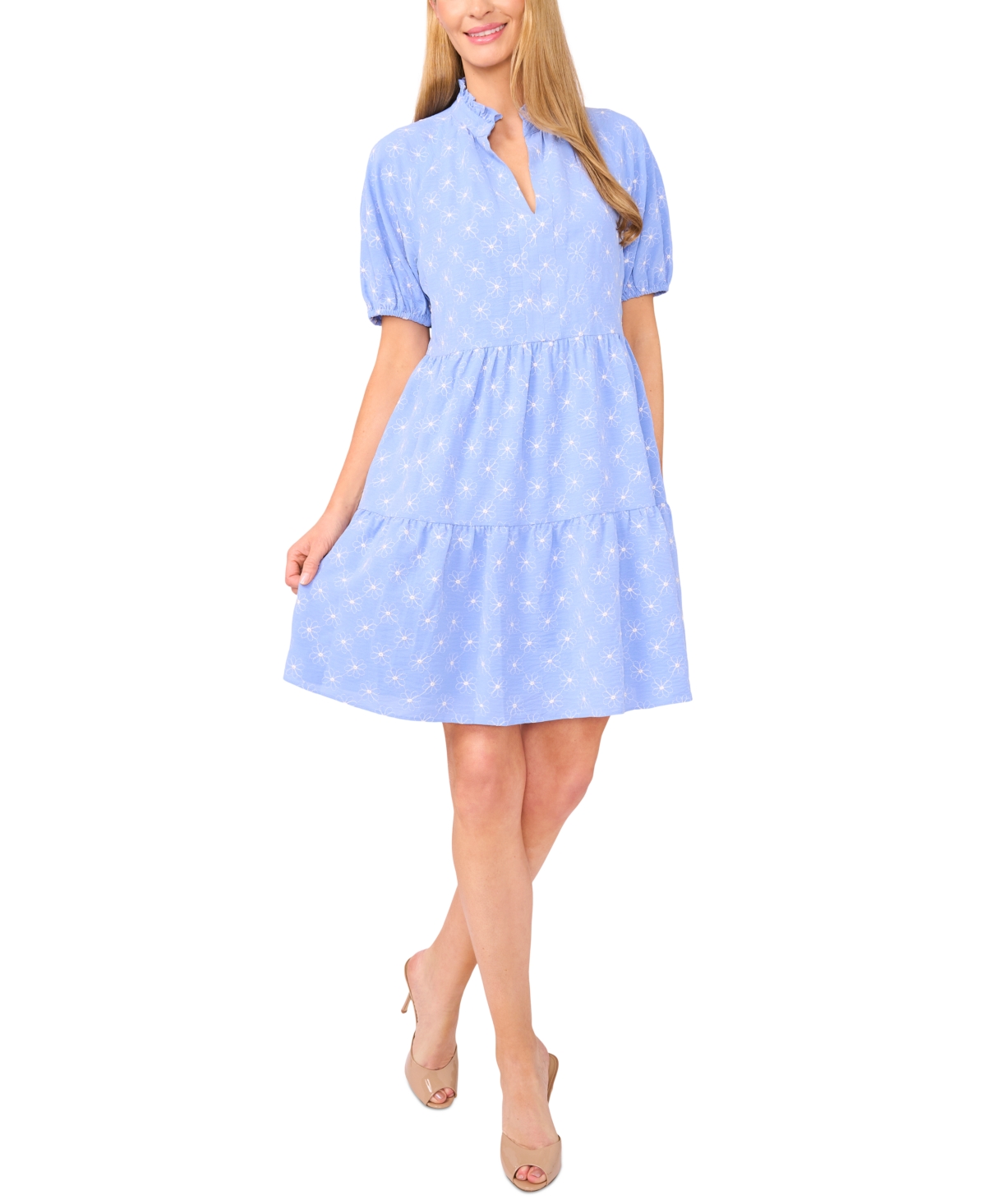 Click here for CeCe Womens Printed Puff-Sleeve Baby Doll Dress -... prices