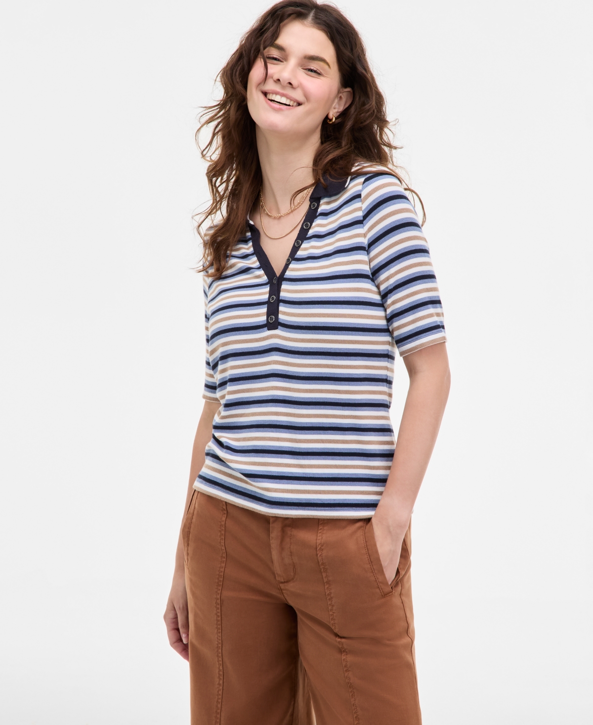 Click here for Liverpool Los Angeles Womens Striped Ribbed-Knit C... prices