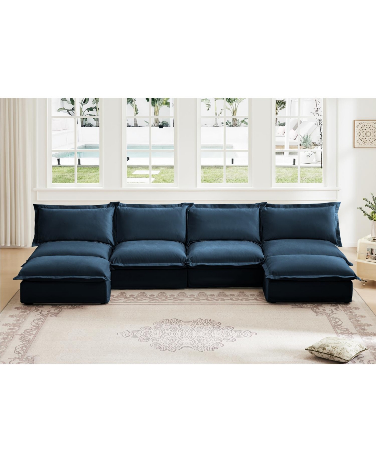 Click here for U Shape Sectional Sofa  Armless with Ottoman and F... prices