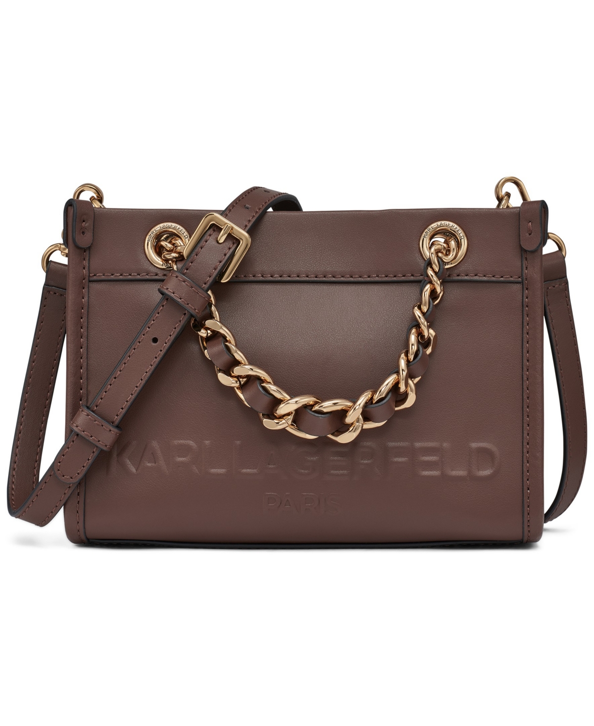 Karl Lagerfeld Paris Savoie Leather Crossbody - Dark Chocolate