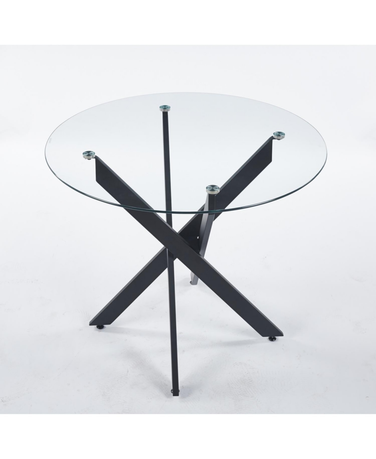 Click here for Streamdale Black Glass Dining Table with Cross Met... prices