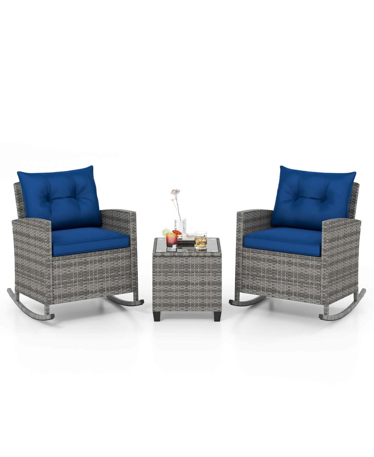 Click here for 3 Pcs Patio Wicker Rocking Set with Tempered Glass... prices