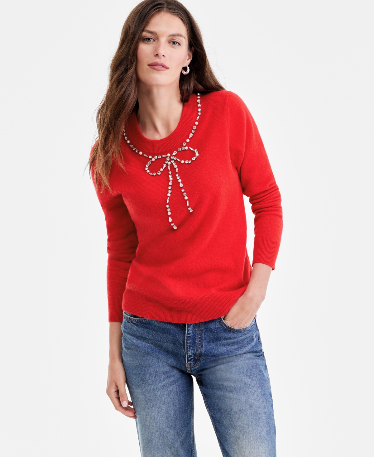 Click here for Charter Club Womens 100 Cashmere Embellished Bow S... prices