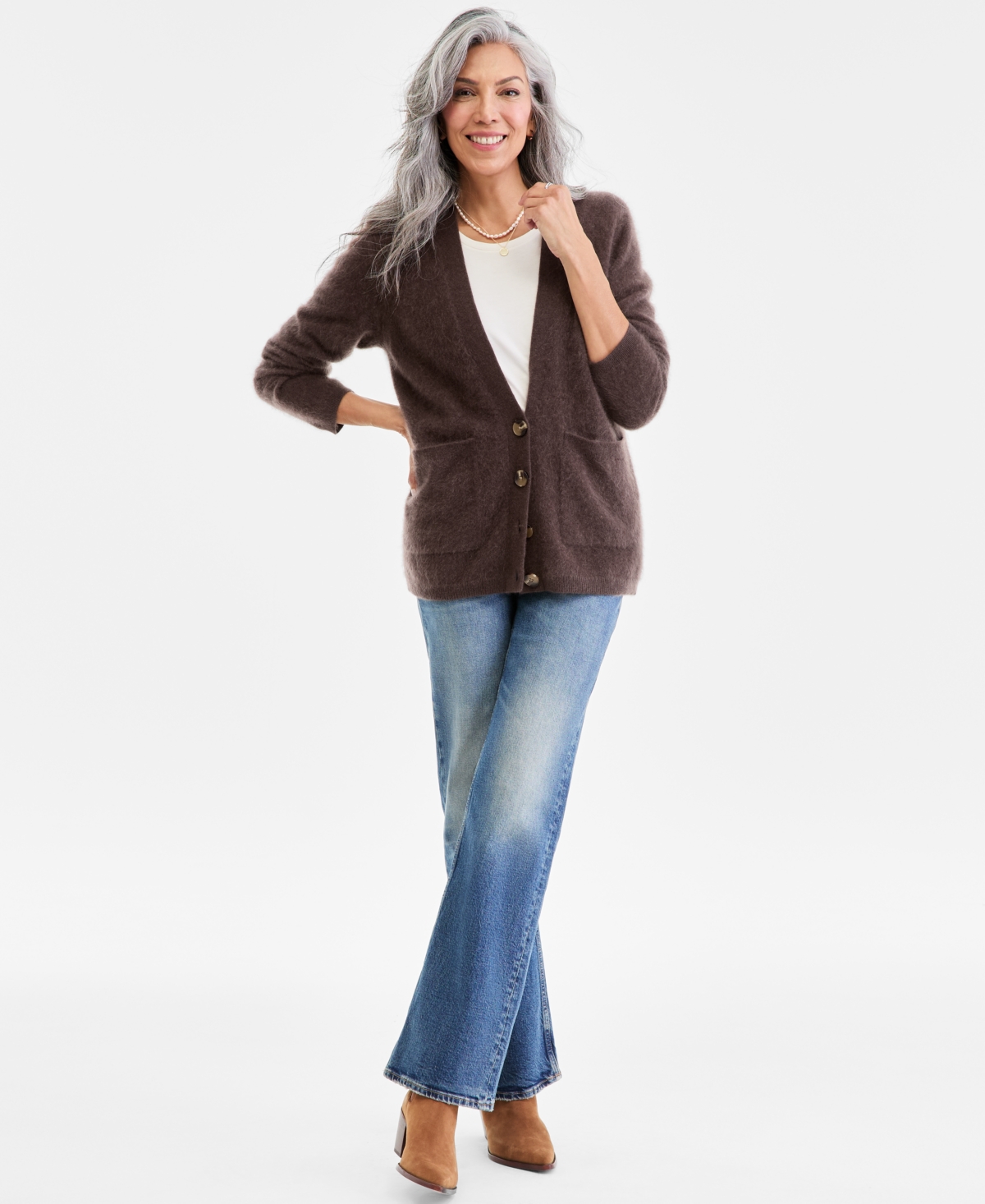 Click here for Charter Club Womens Brushed 100 Cashmere Boyfriend... prices