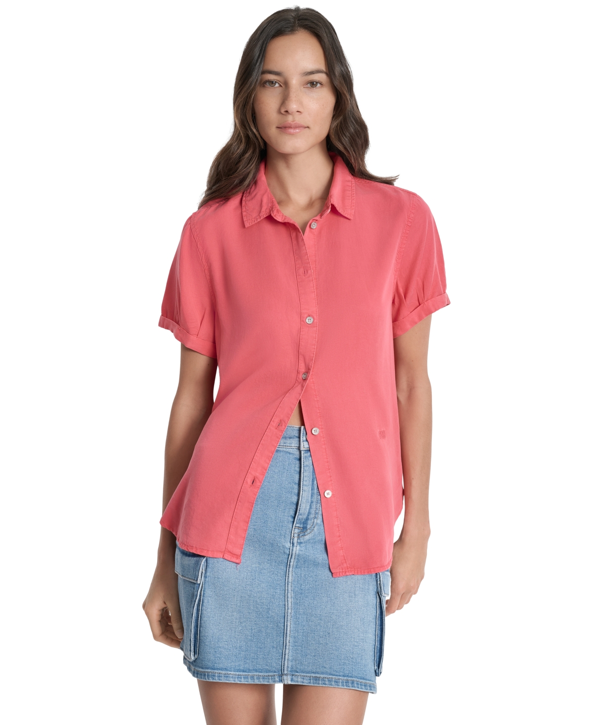 Click here for Dkny Jeans Womens Rolled-Sleeve Button-Up Shirt -... prices