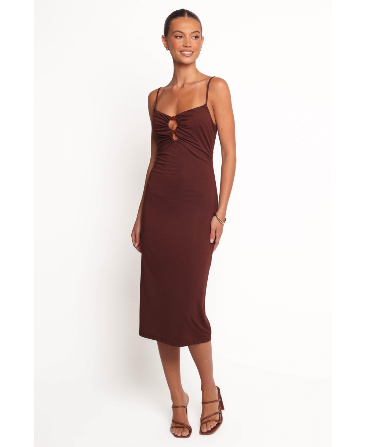 Click here for Petal and Pup Womens Ashy Midi Dress - Brown prices