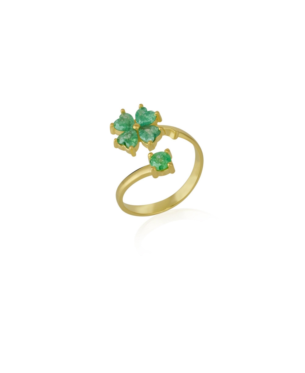 Click here for Spero London Green Four Leaves Clover Luck Ring St... prices