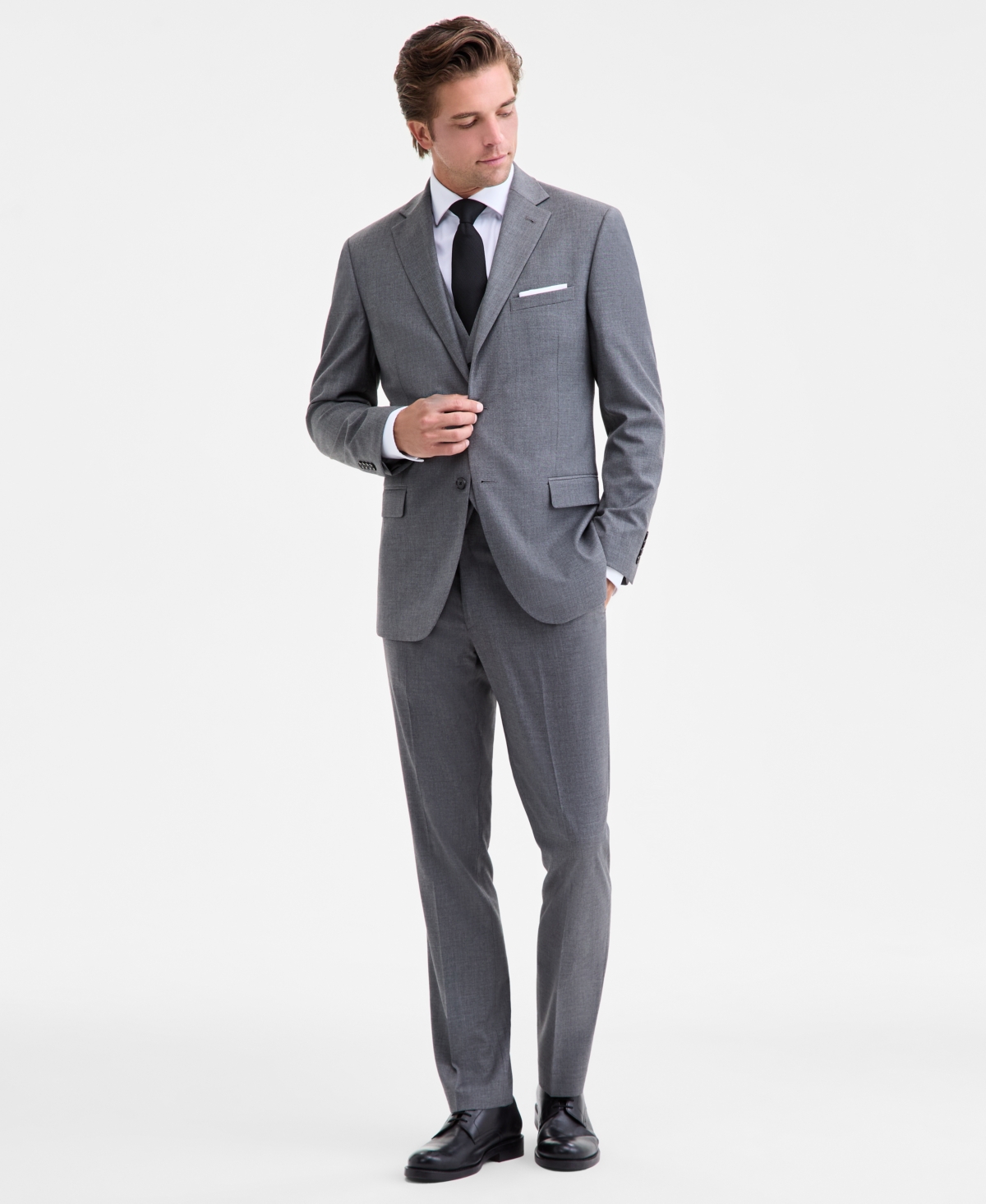 Click here for Dkny Mens Modern-Fit Vested Nested Suit - Gray Sha... prices