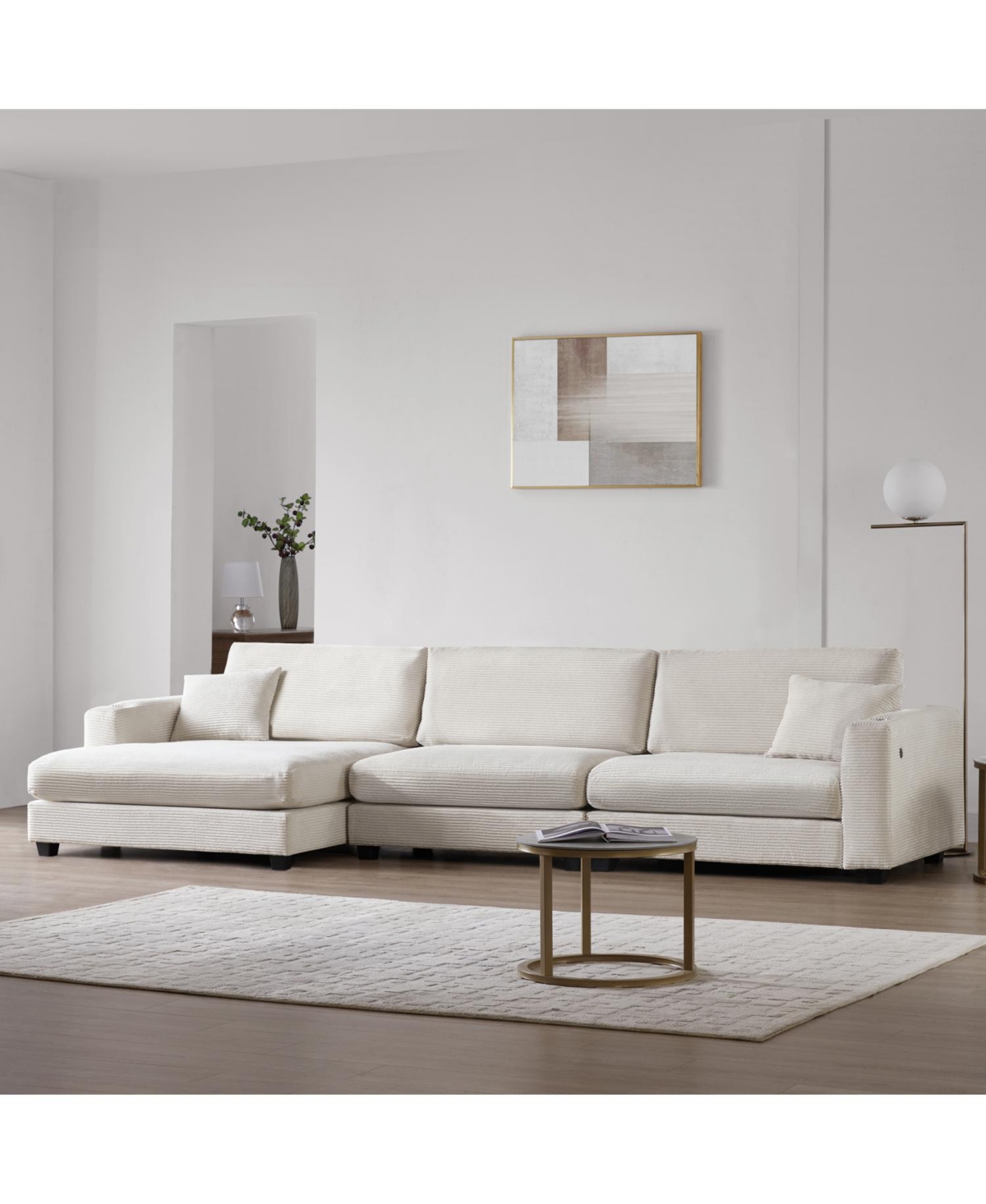Click here for Streamdale Oversized Corduroy Sectional Sofa with... prices