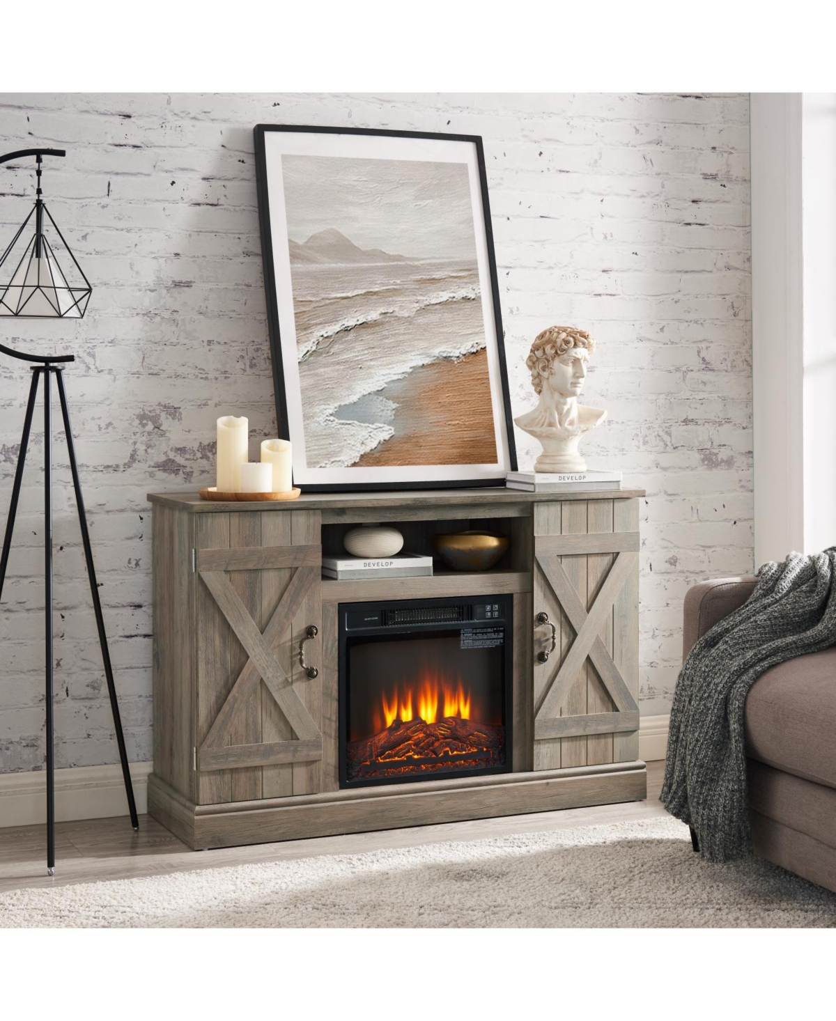 Click here for Streamdale Retro Tv Stand with Electric Fireplace... prices