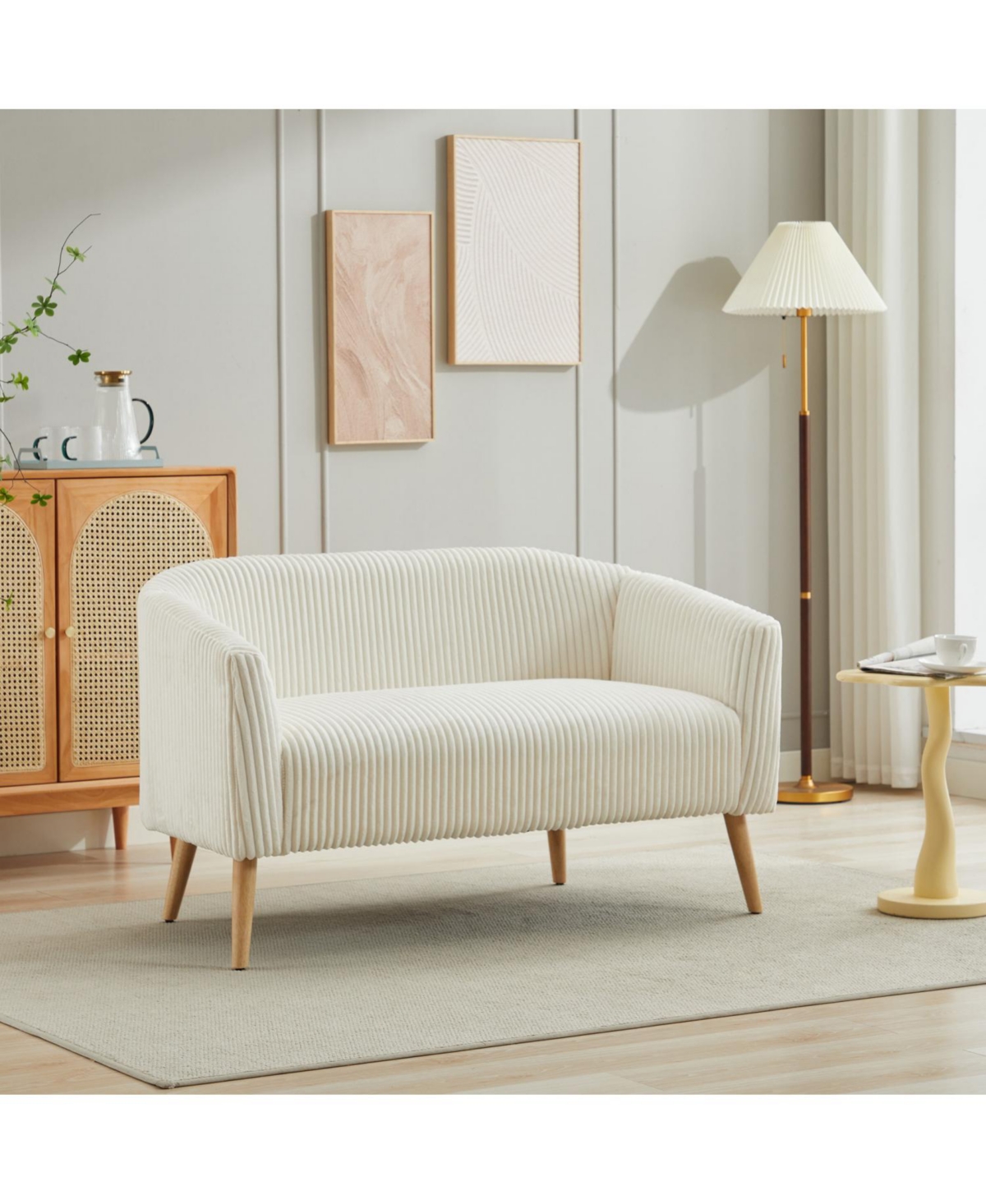 Click here for 50.78 Modern Corduroy Loveseat Sofa with Wood Legs... prices