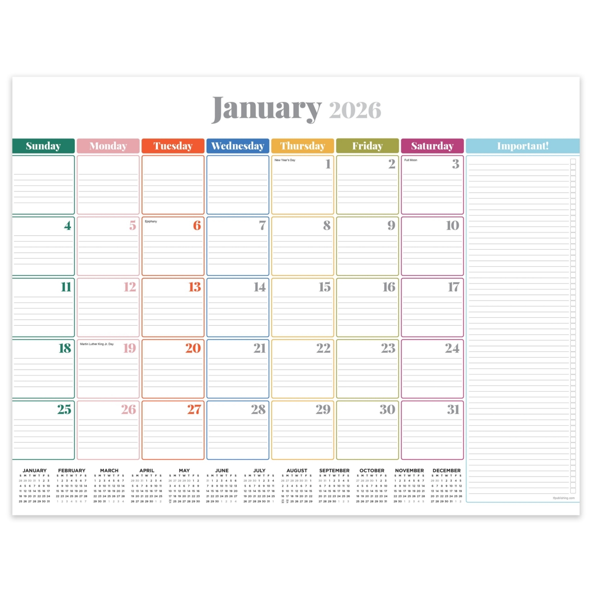 Click here for 2026 Rainbow Blocks Large Desk Pad Monthly Blotter... prices