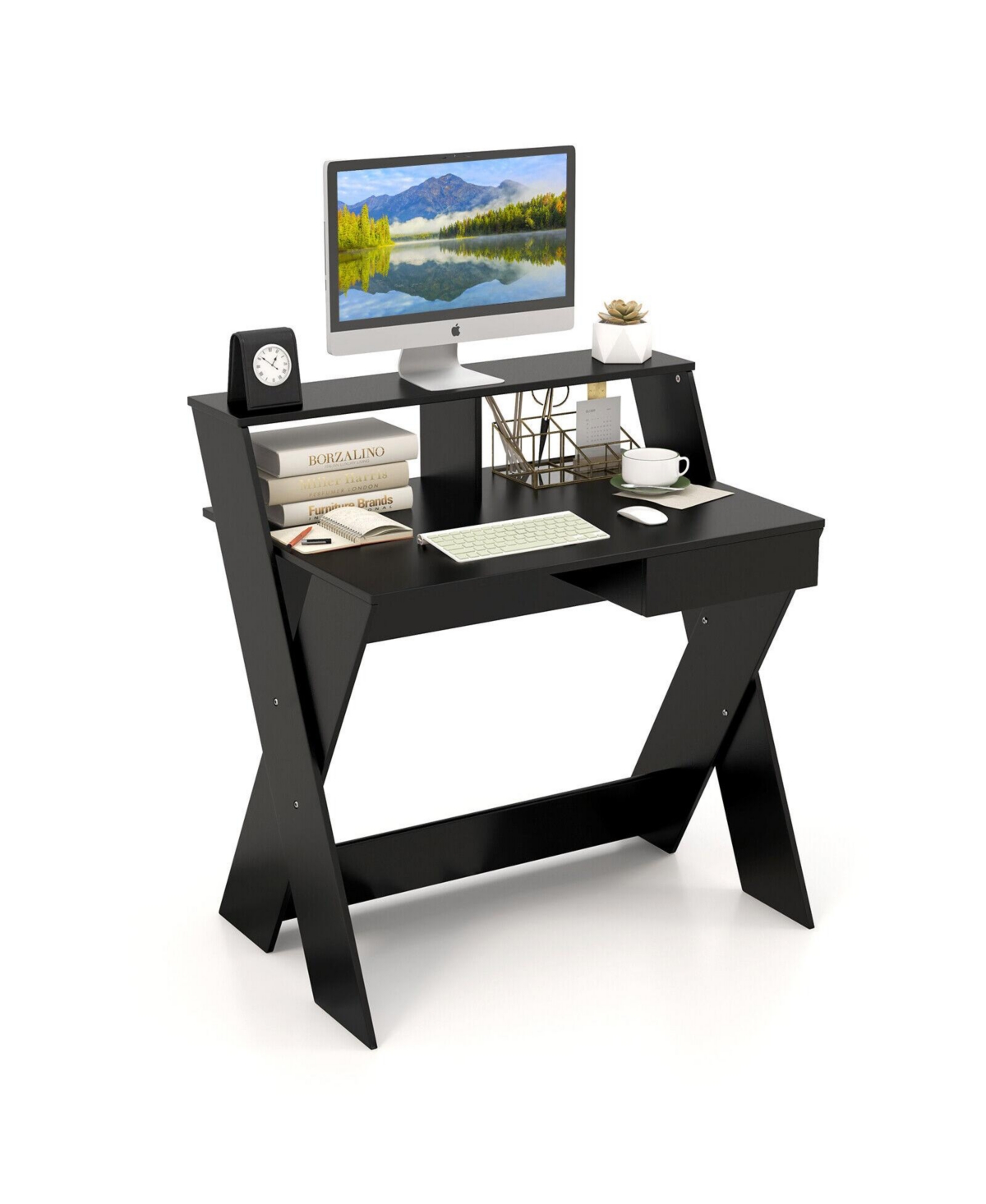 Click here for Small Computer Desk with Storage Drawer - Black prices