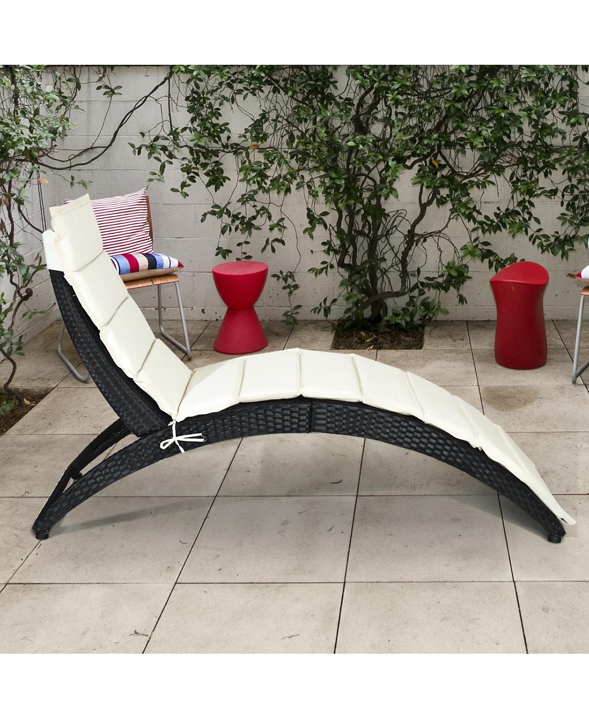 Click here for Gymax Foldable Rattan Wicker Chaise Lounge Chair w... prices