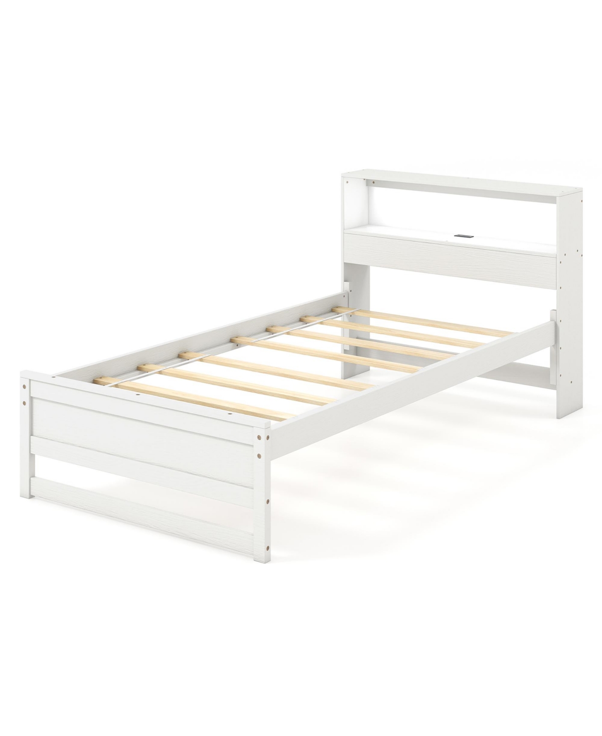 Click here for Gymax Twin Size Wooden Bed Frame w/ Charging Stati... prices