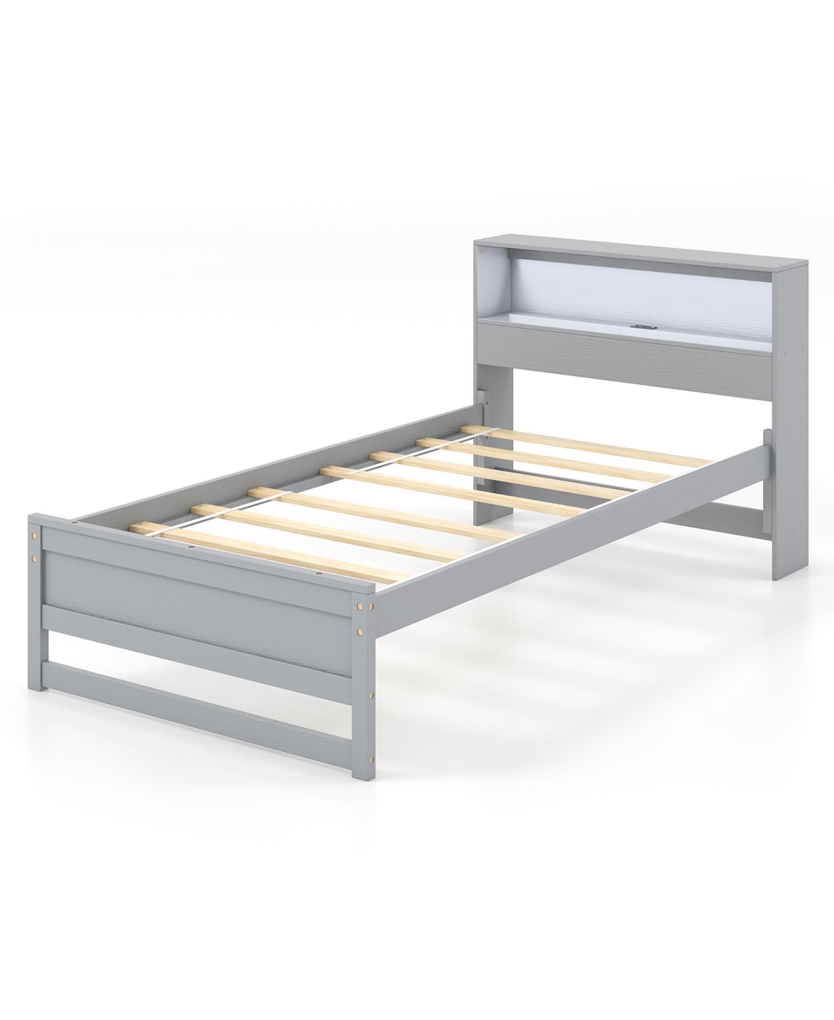 Click here for Gymax Twin Size Wooden Bed Frame w/ Charging Stati... prices