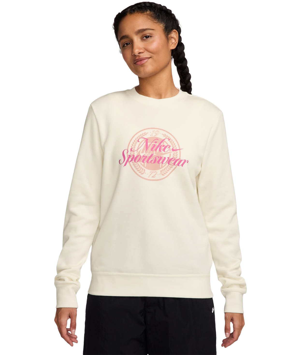 Click here for Nike Sportswear Womens Club Fleece Graphic Crewnec... prices