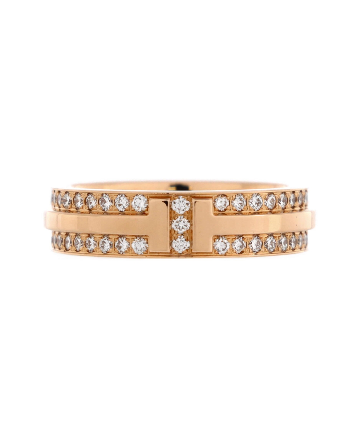 Click here for Pre-Owned Tiffany & Co. Narrow T Two Ring 18K Rose... prices