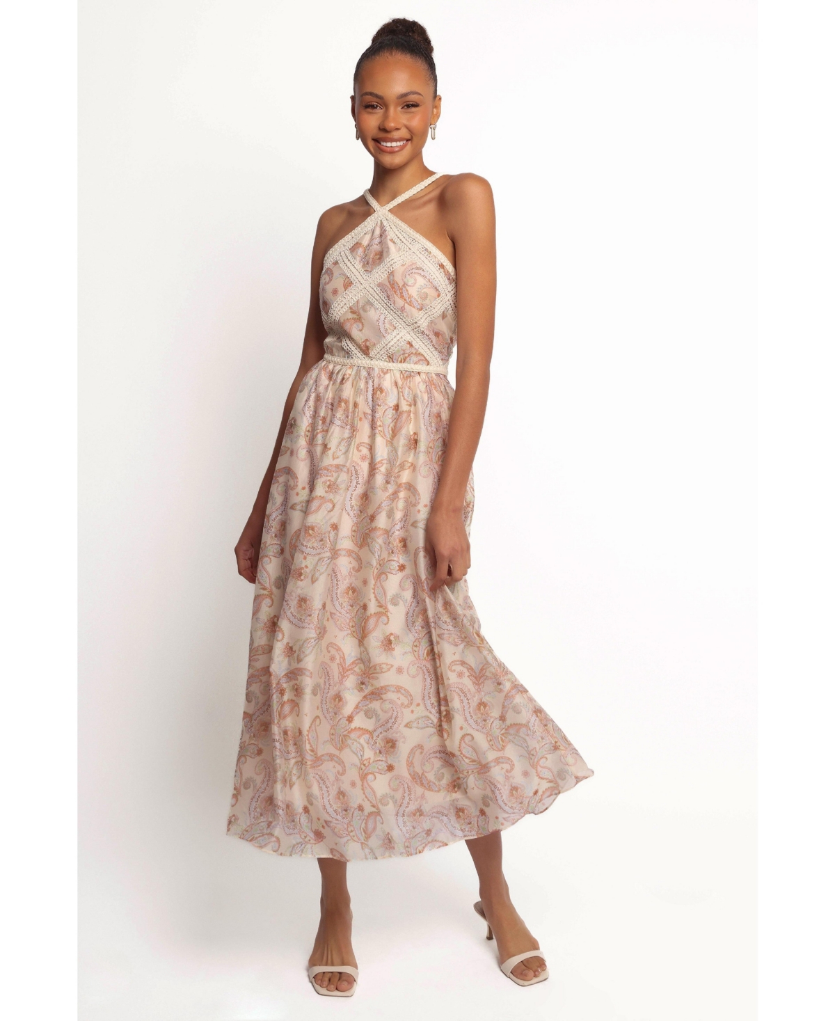 Click here for Petal and Pup Womens Ximena Midi Dress - Cream mul... prices
