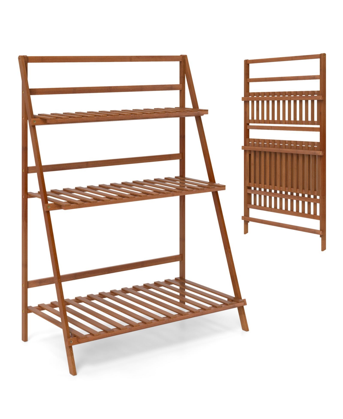 Click here for 3-Tier Bamboo Ladder Shelf Foldable Plant Flower B... prices