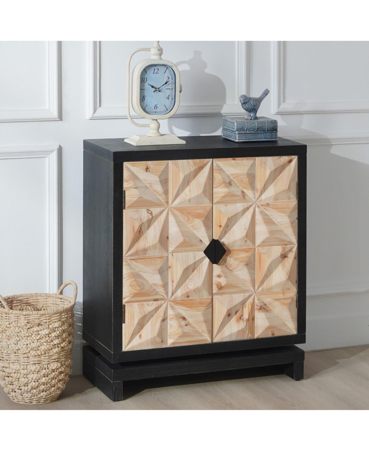 Click here for Streamdale 3D Geometric Carved Double-Door Cabinet... prices