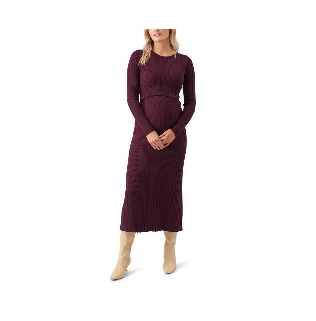 Ripe Maternity Maternity Eden Knit Nursing Dress - Maroon